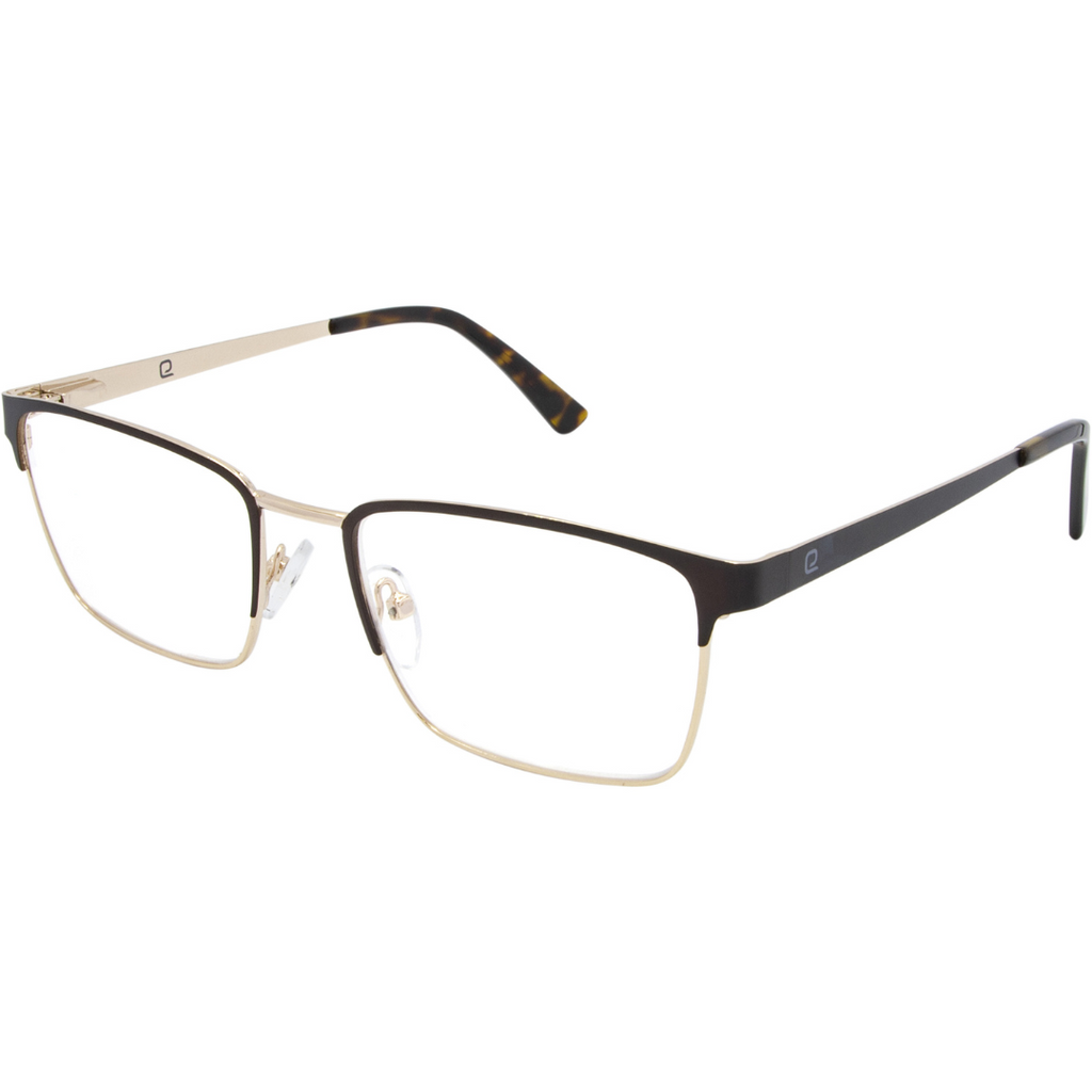 LPM 4155 Brown Gold Rectangular Reading Glasses – Black Ice