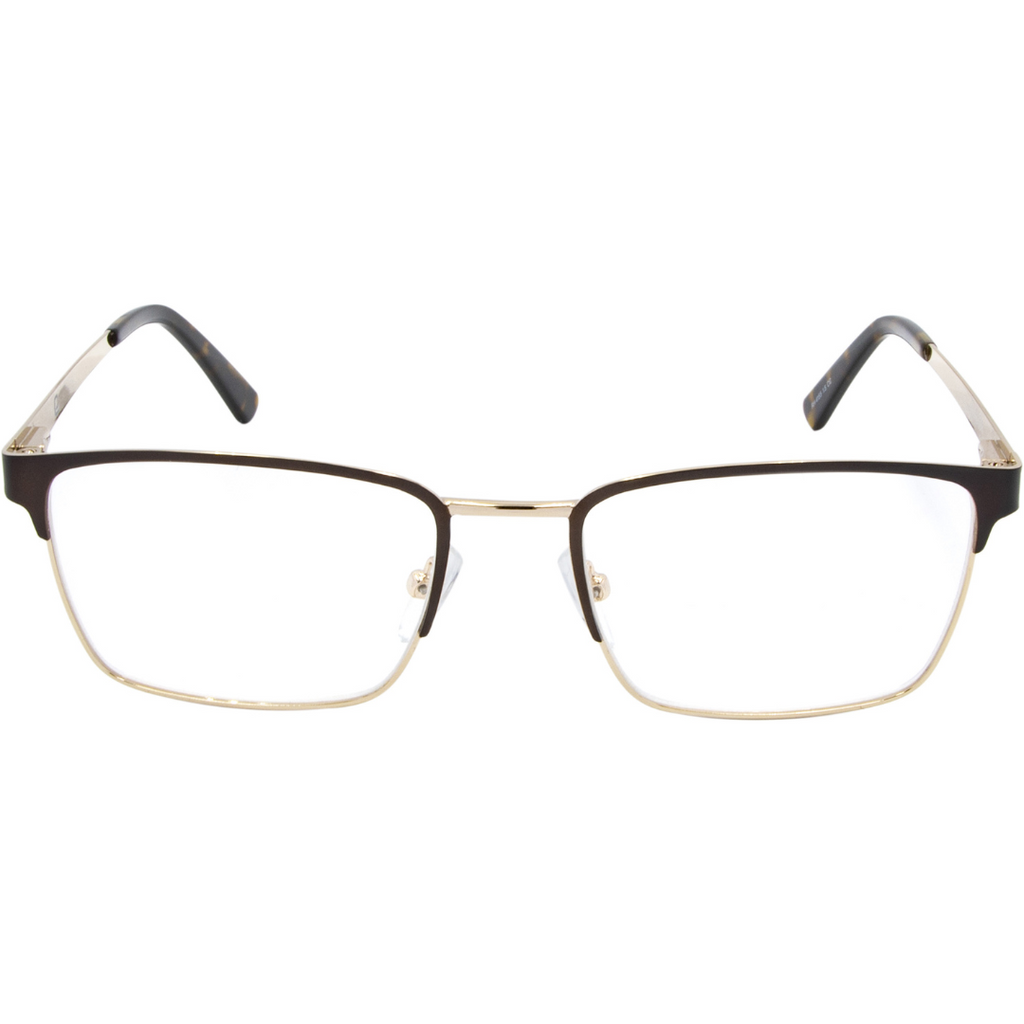 LPM 4155 Brown Gold Rectangular Reading Glasses – Black Ice