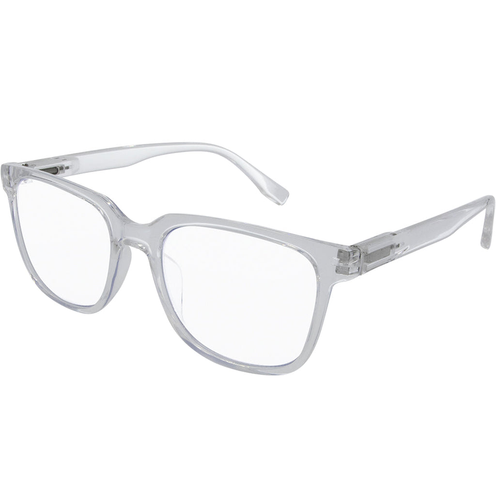 Recycled Clear Square Blue Blocker Readers LB 4157 – Black Ice