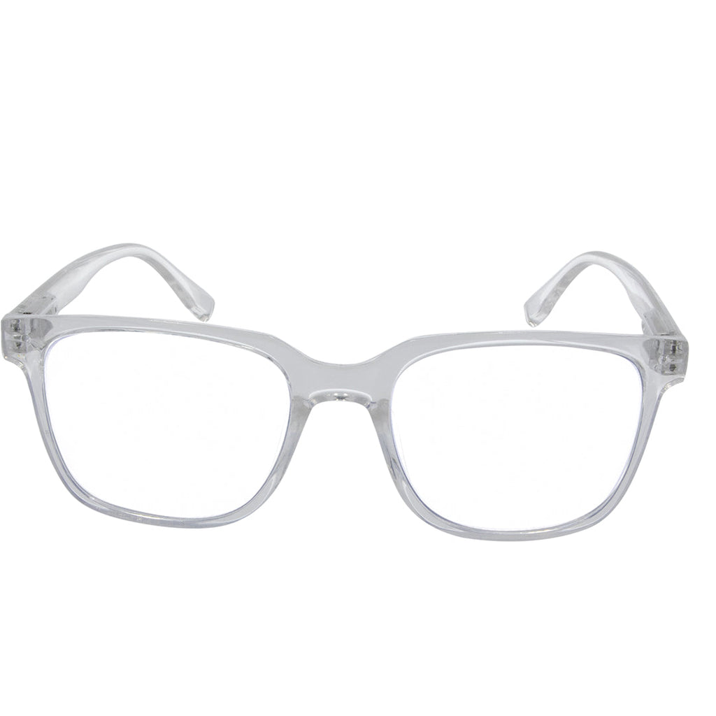 Recycled Clear Square Blue Blocker Readers LB 4157 – Black Ice