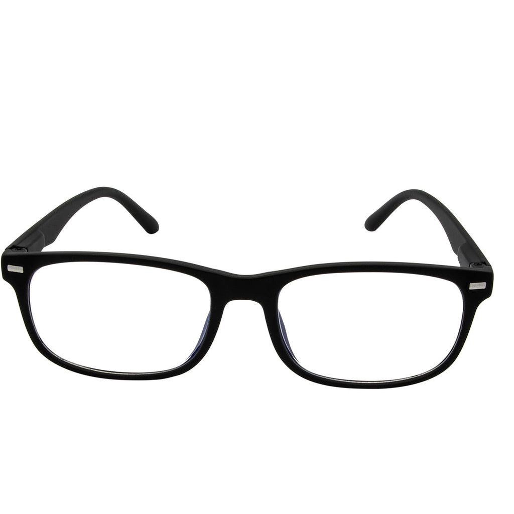 Recycled Black Rectangle Blue Blocker Readers LB 4158 – Black Ice