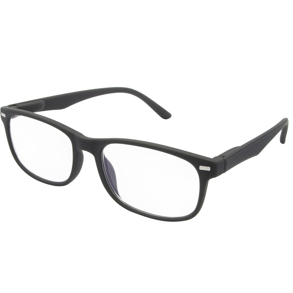 Recycled Grey Rectangle Blue Blocker Readers LB 4158 – Black Ice