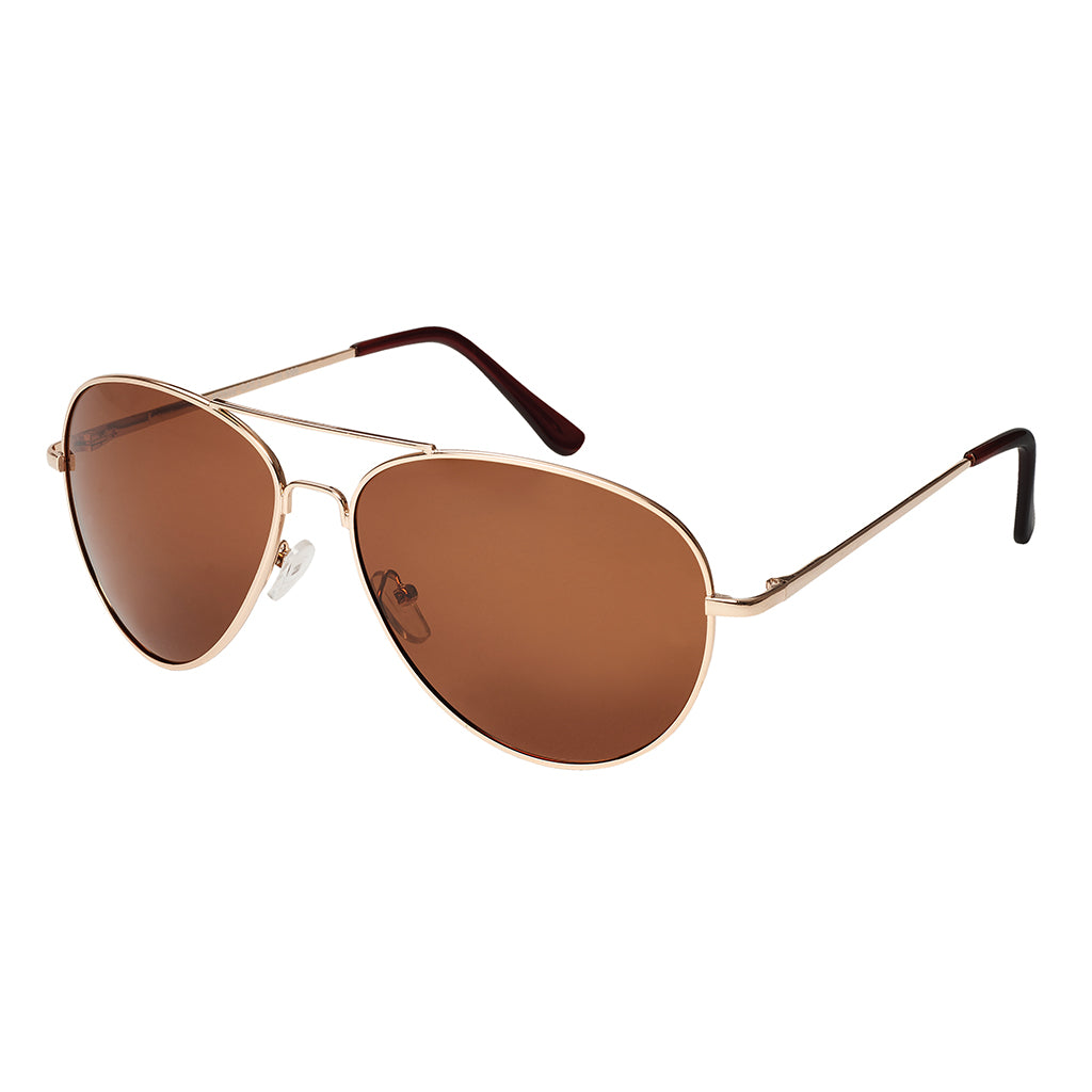 Riley Aviator Sunglasses (Unisex) - Gold Copper Brown – Black Ice